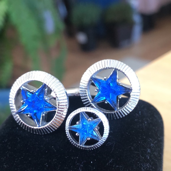 SWANK | Accessories | Rare Blue Star Silver Vintage Cufflinks And Tie Pin | Poshmark